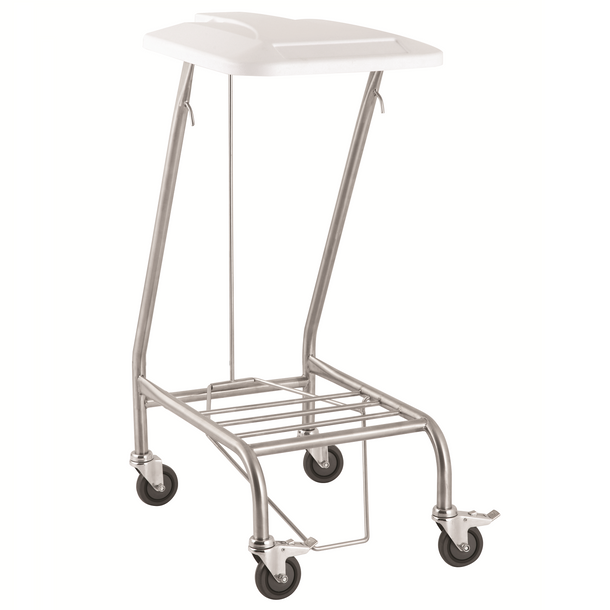 Pacific Medical Stainless Steel Single Linen Skip With Lid Trolley ...