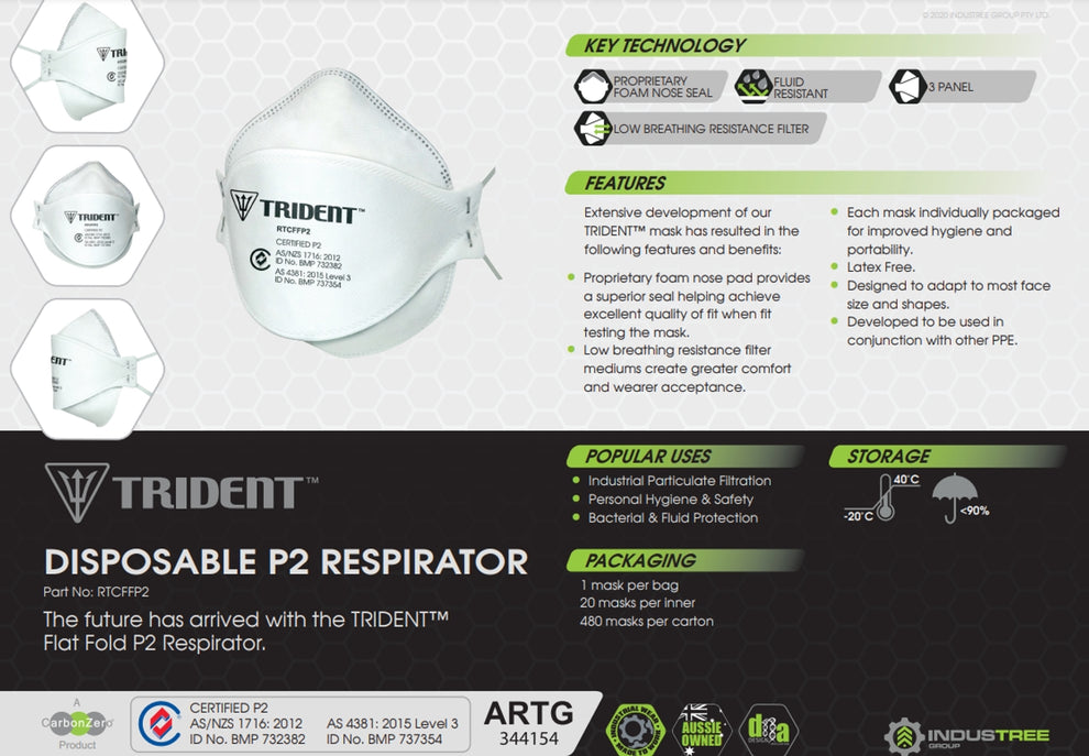 Trident™ P2 Industrial Surgical Respirator 20 Pk – ToBe HealthCare